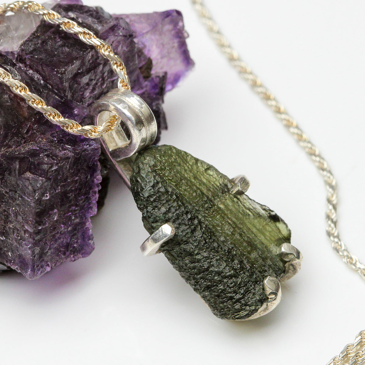 Moldavite rock necklace store